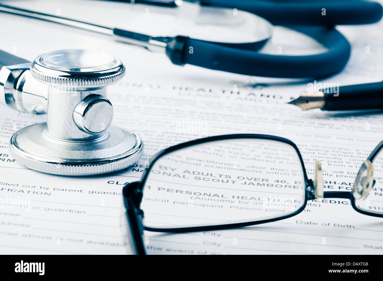 Medical form in blue tone Stock Photo - Alamy