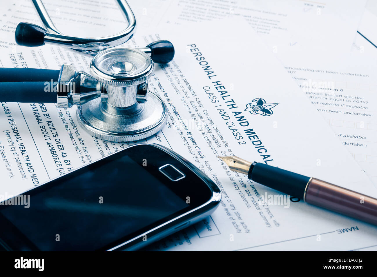 Medical form in blue tone Stock Photo - Alamy