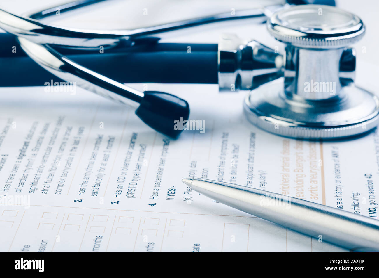 Medical form in blue tone Stock Photo - Alamy