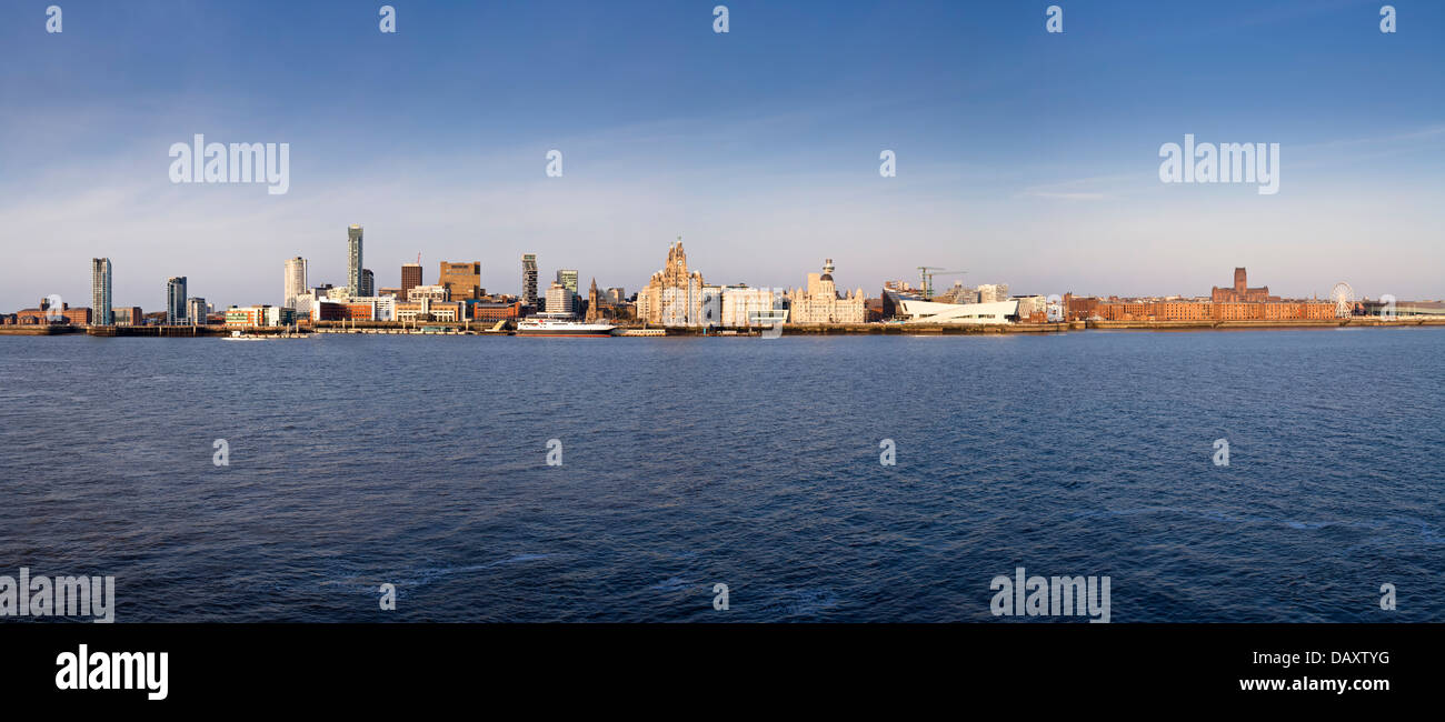 Panoramic view of Liverpool's Waterfront from the Mersey river Stock ...
