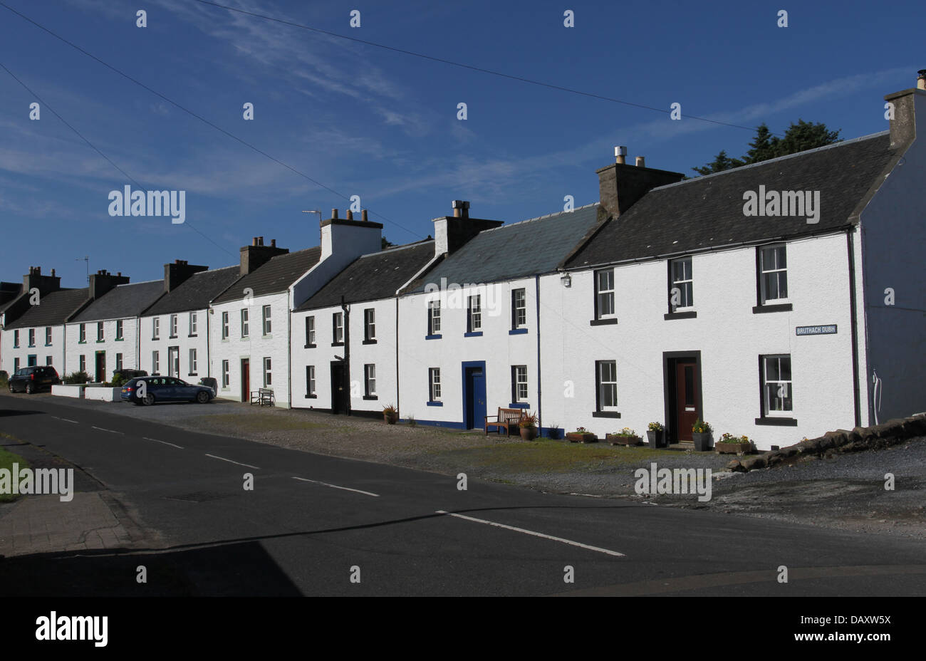 Port Charlotte street scene Isle of Islay Scotland July 2013 Stock ...