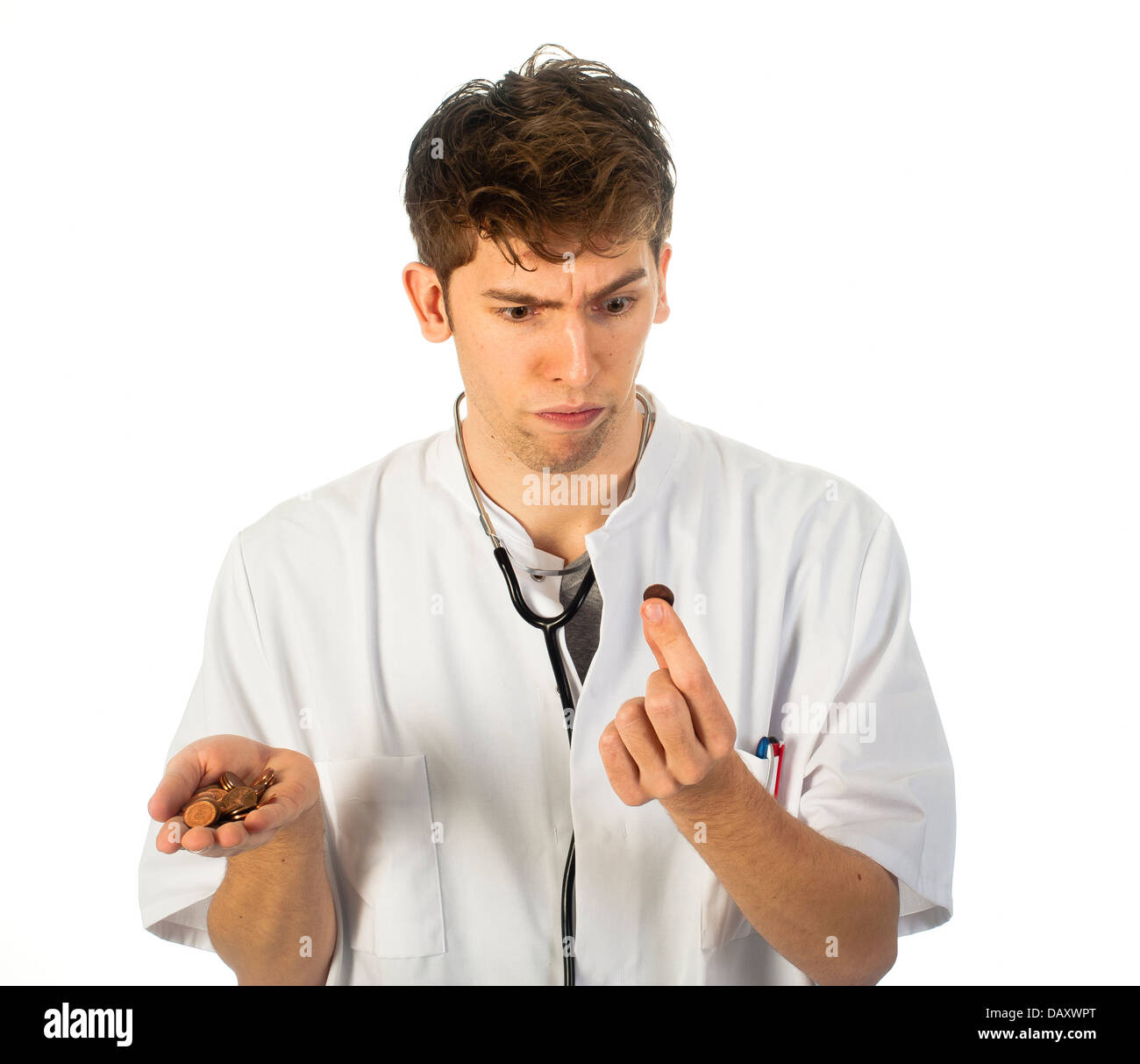 Young doctor holding currency hi-res stock photography and images - Alamy
