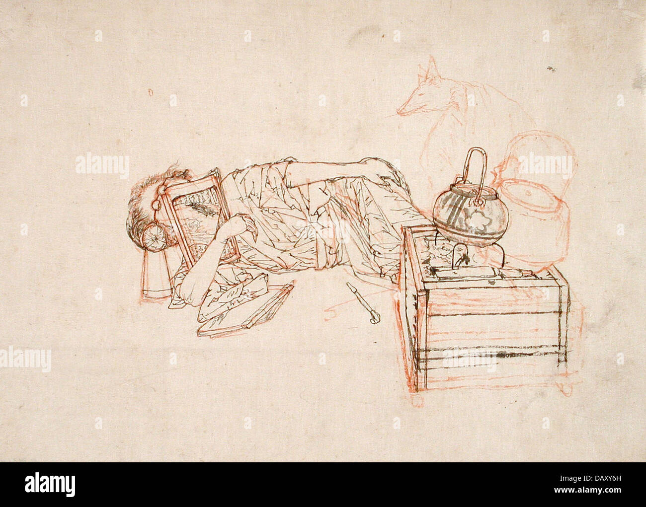 Drawing of a Napping Man M.84.31.405 Stock Photo - Alamy