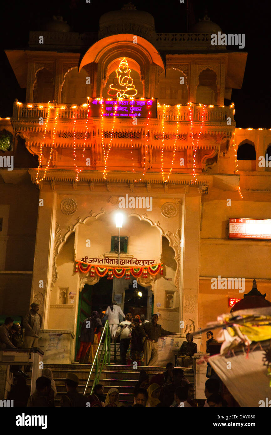 Facade of a temple, Brahma Temple, Pushkar, Ajmer, Rajasthan, India ...