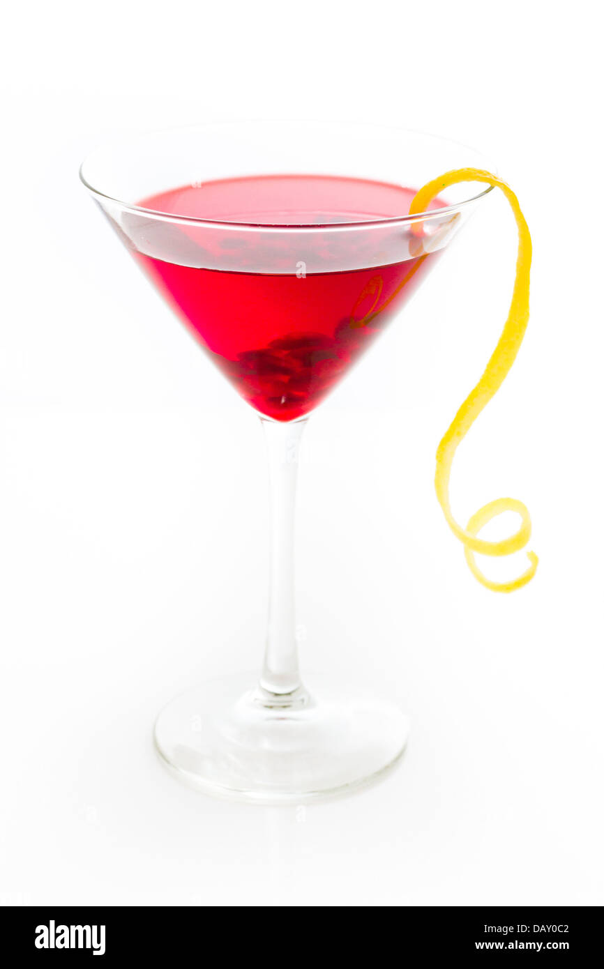 Pomegranate cosmo cocktail with lemon as a garnish Stock Photo - Alamy