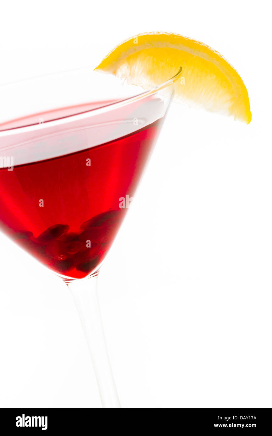 Pomegranate cosmo cocktail with lemon as a garnish Stock Photo - Alamy