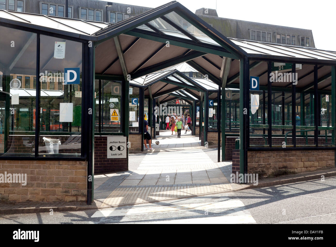 Pedestrian walkway at the bus station, Halifax, West Yorkshire Stock ...