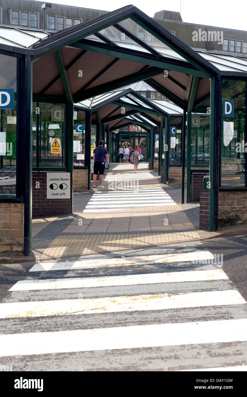 Pedestrian walkway at the bus station, Halifax, West Yorkshire Stock ...