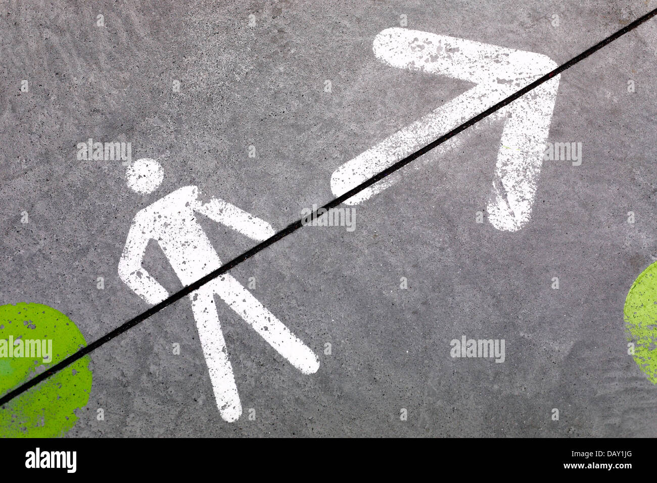 Human figure and arrow indicating exit Stock Photo - Alamy