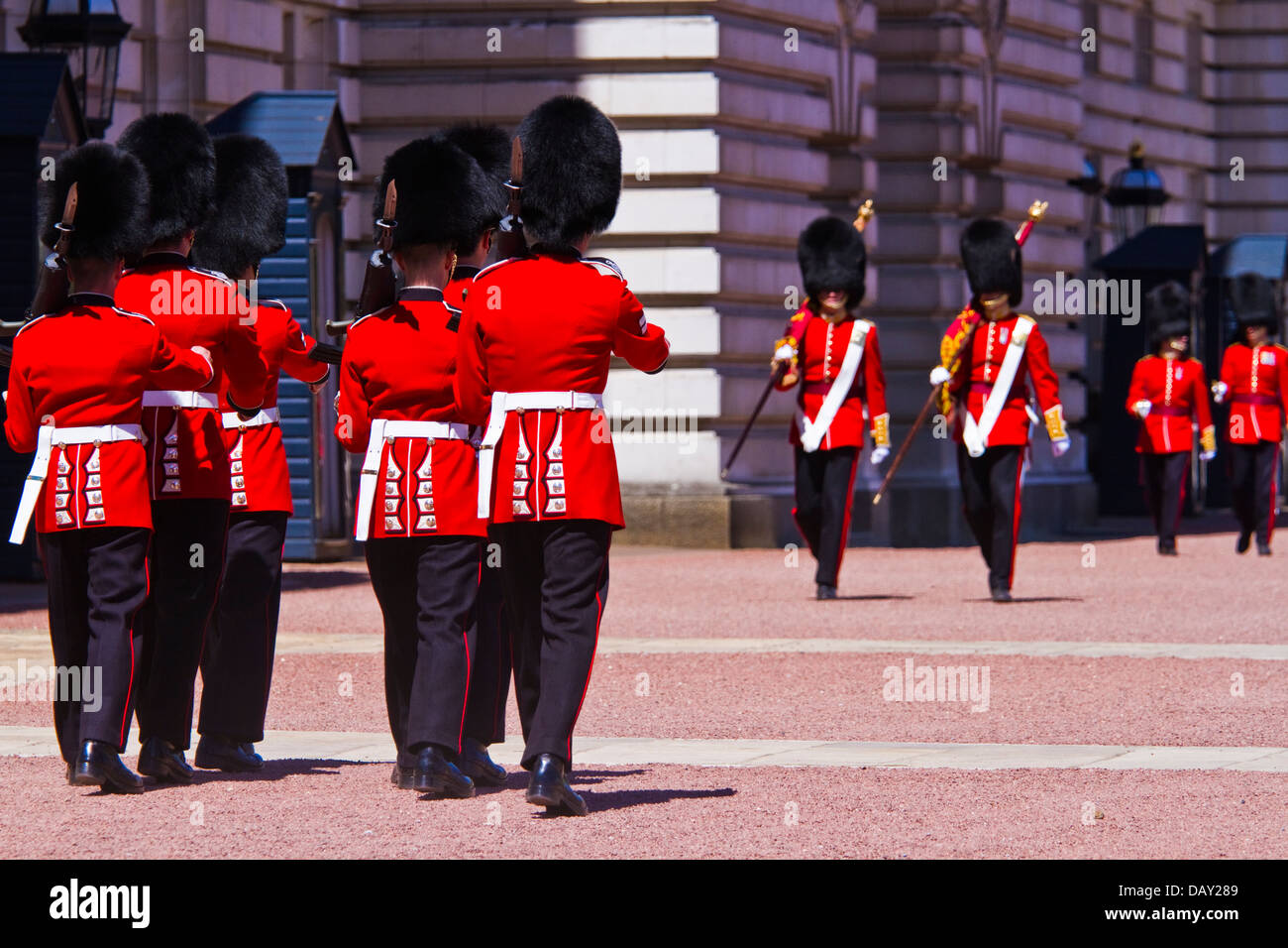 Changing of the guard ceremony held inside the grounds of Buckingham ...