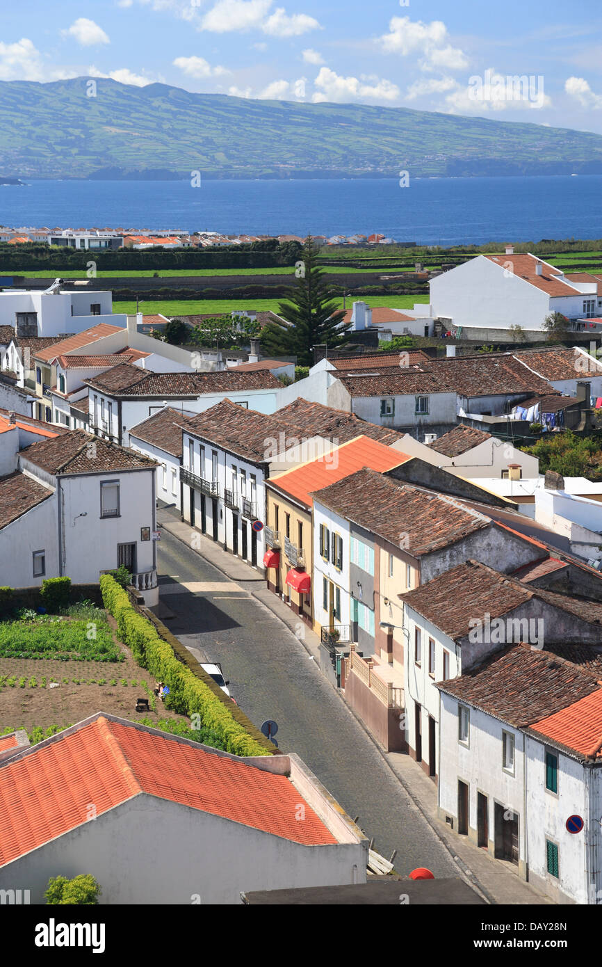 The parish of Ribeirinha, as seen from the top of the church tower. Sao ...