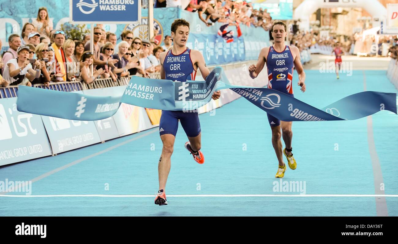 Hamburg, Germany. 20th July, 2013. Britain's (L-R) Jonathan Brownlee ...