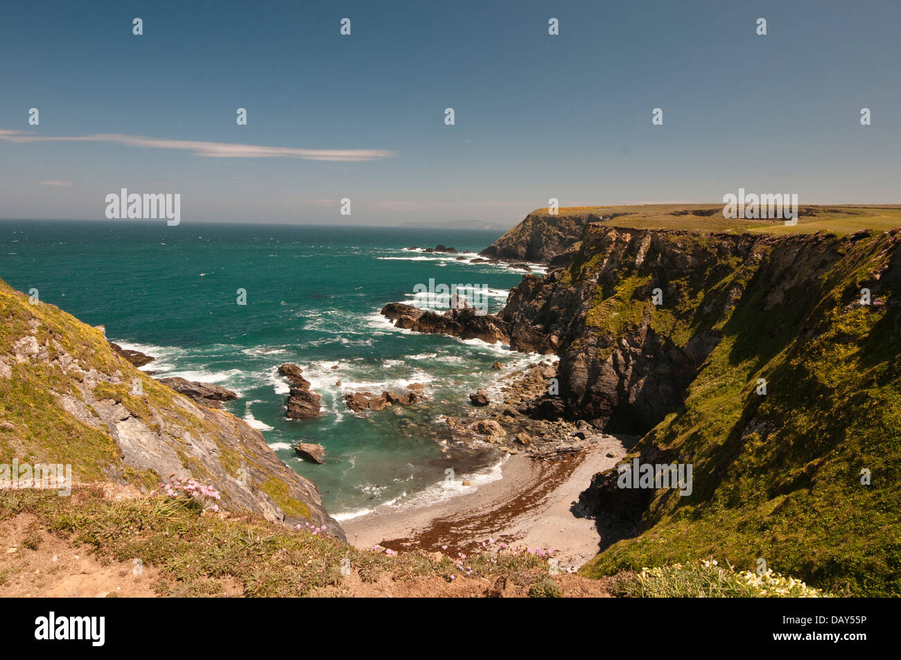 Sea view from cliff tops at Godrevy Cornwall England Stock Photo - Alamy