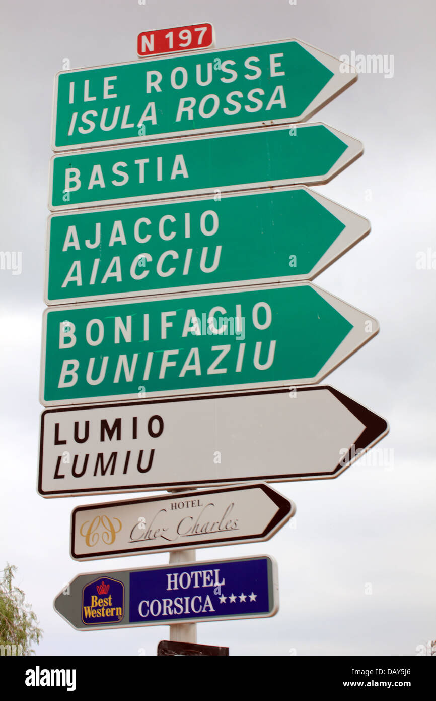 Corsica road sign hi-res stock photography and images - Alamy