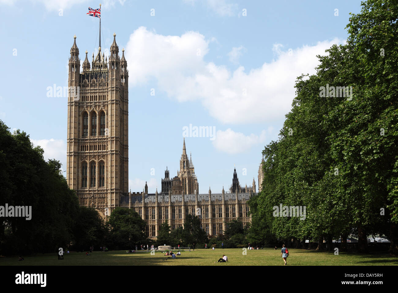 A Union Jack flag flies on Victoria Tower at the Palace of Westminster ...
