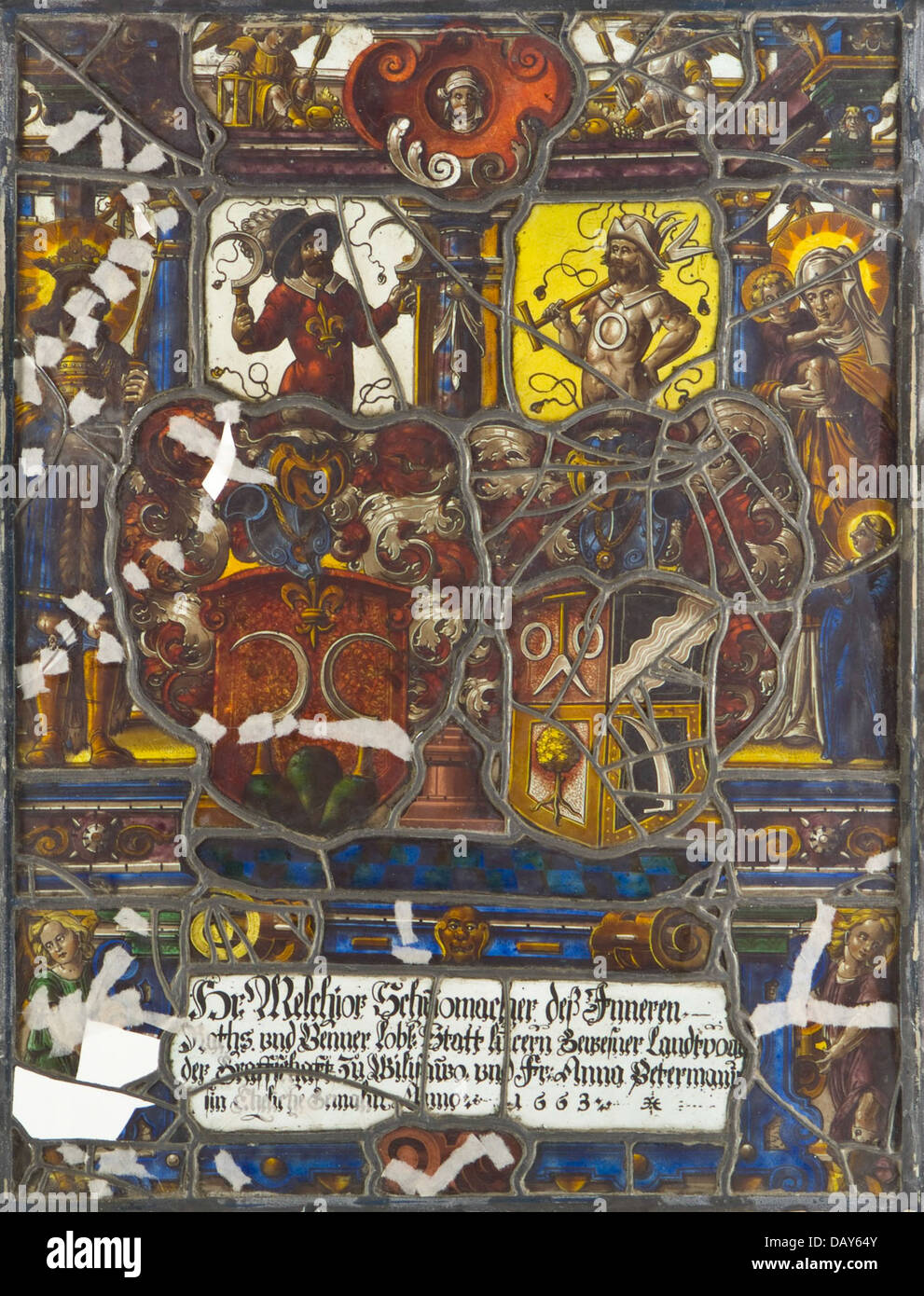 Heraldic Panel- Arms of Flechenstein and Meyer 45.21.33 (1 of 2 Stock ...