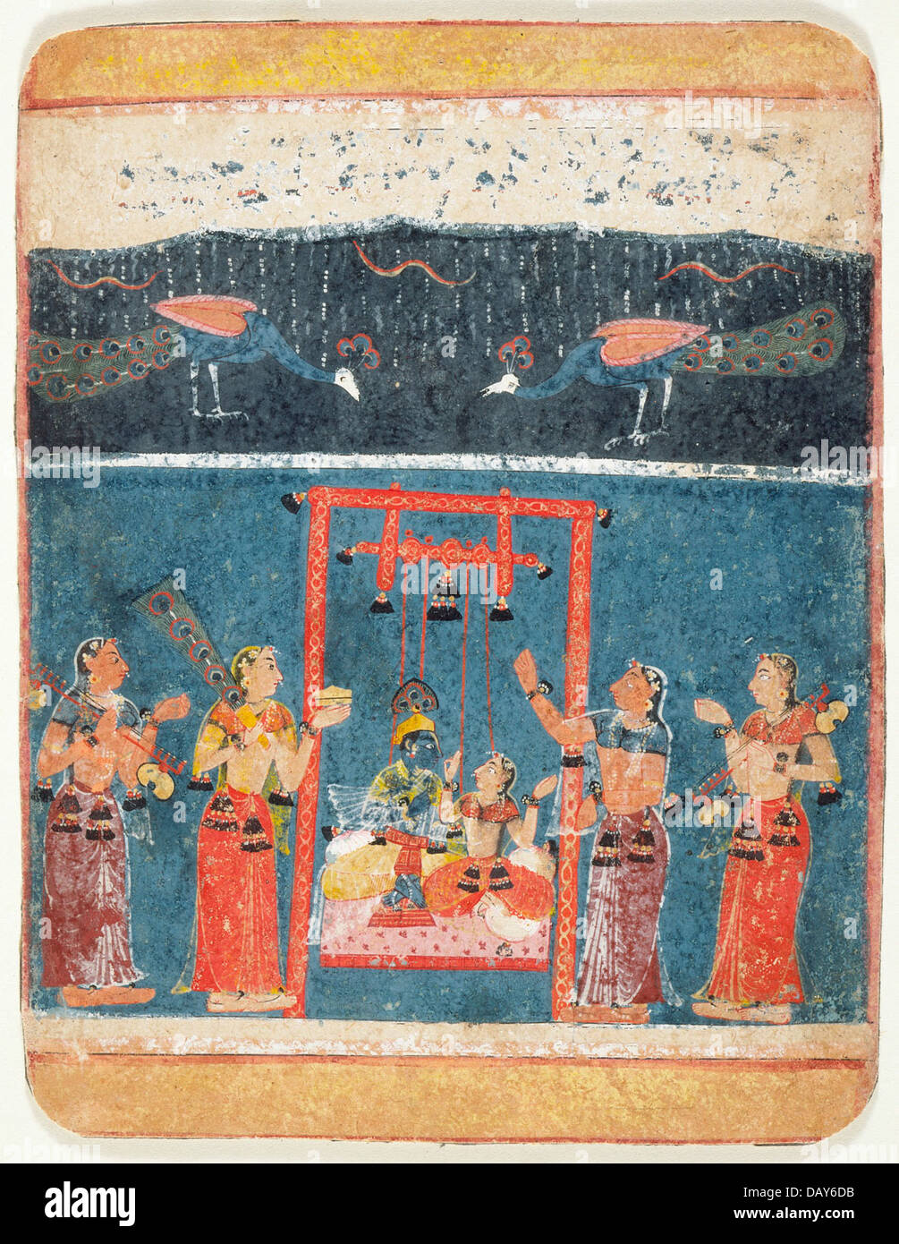This folio from the Ragamala series represents the Hindola Raga, a ...