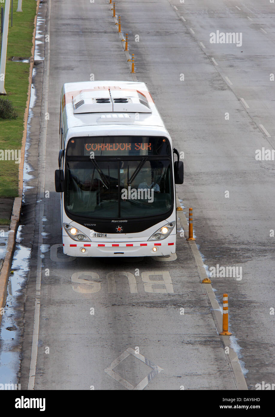 Public transportation in the exclusive lane for Metrobus, Panama City ...