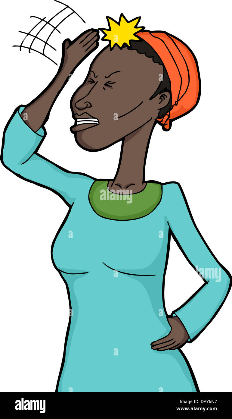 Beautiful African woman smacking her head on isolated background Stock ...