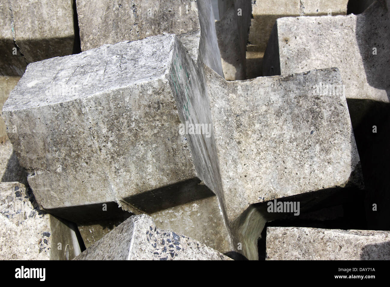 Large cement blocks used in the jetty breakwater of the Cinta Costera ...