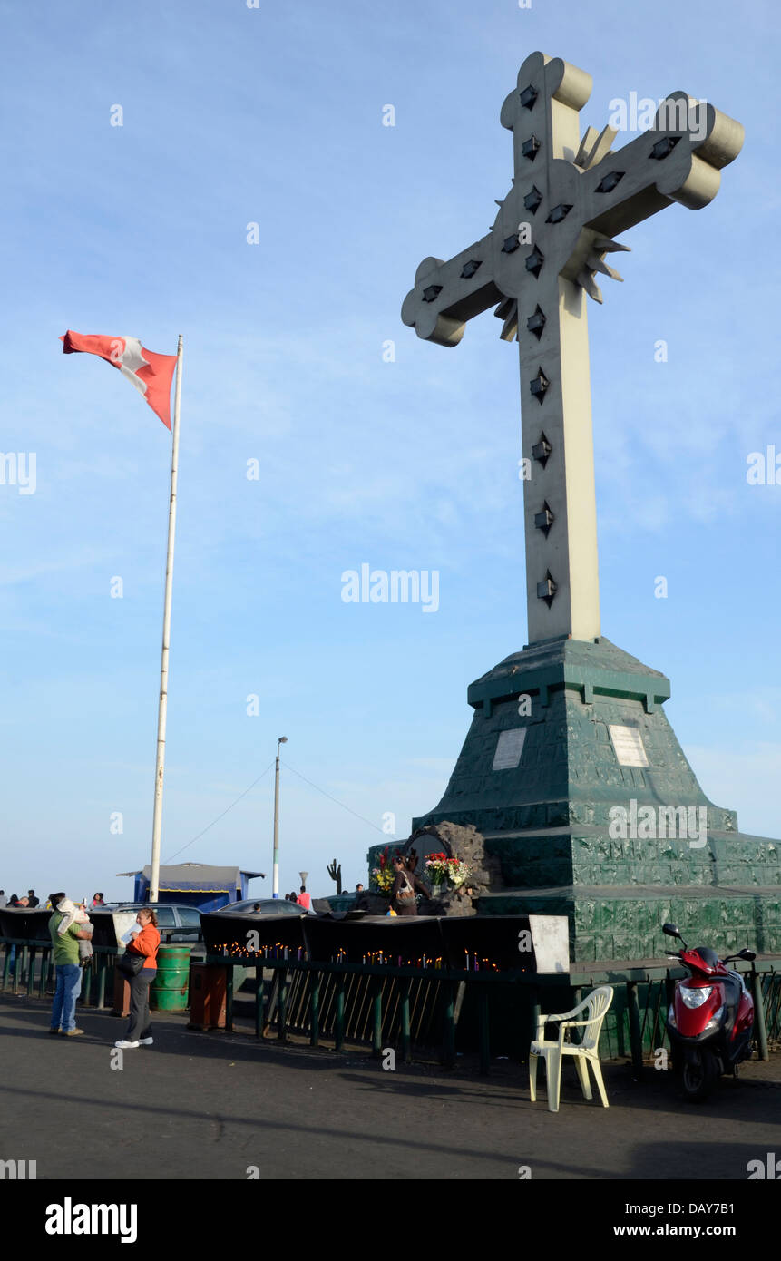 Holy cross on the hill of San Cristobal. Lima city. Peru Stock Photo ...