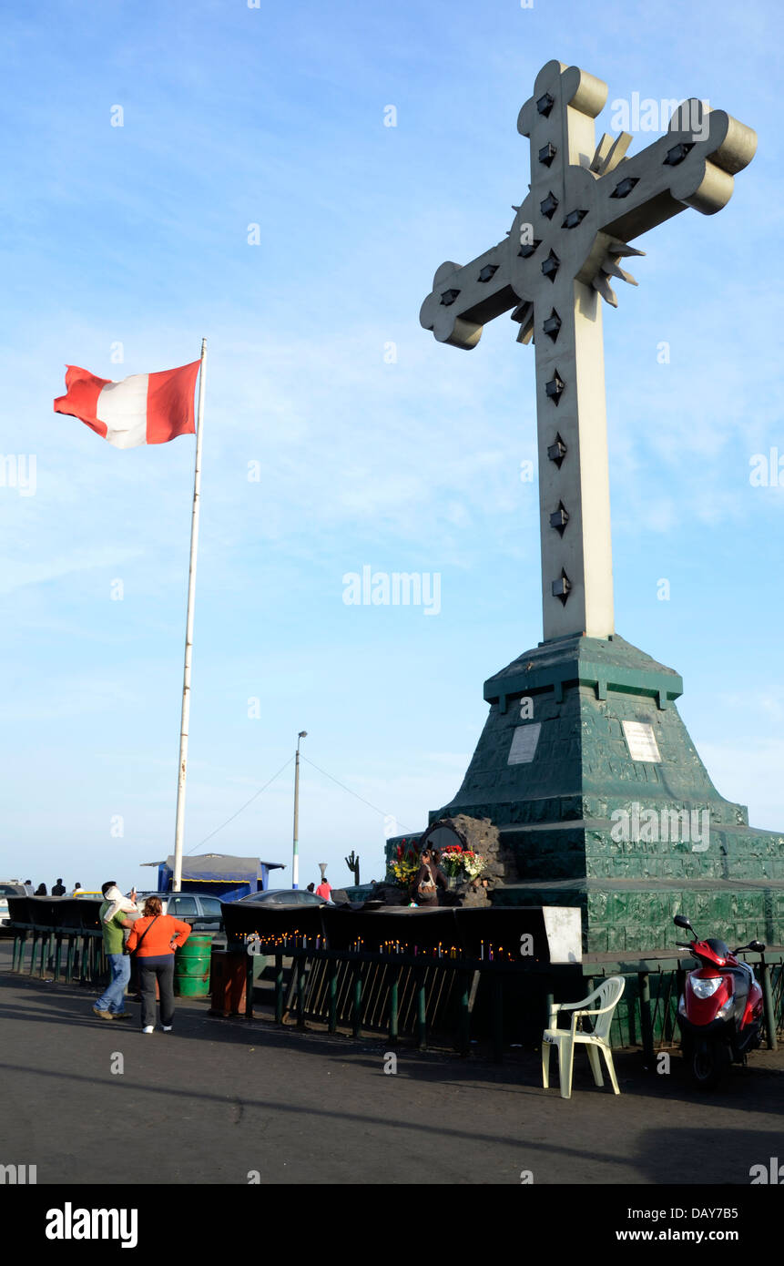 Holy cross on the hill of San Cristobal. Lima city. Peru Stock Photo ...