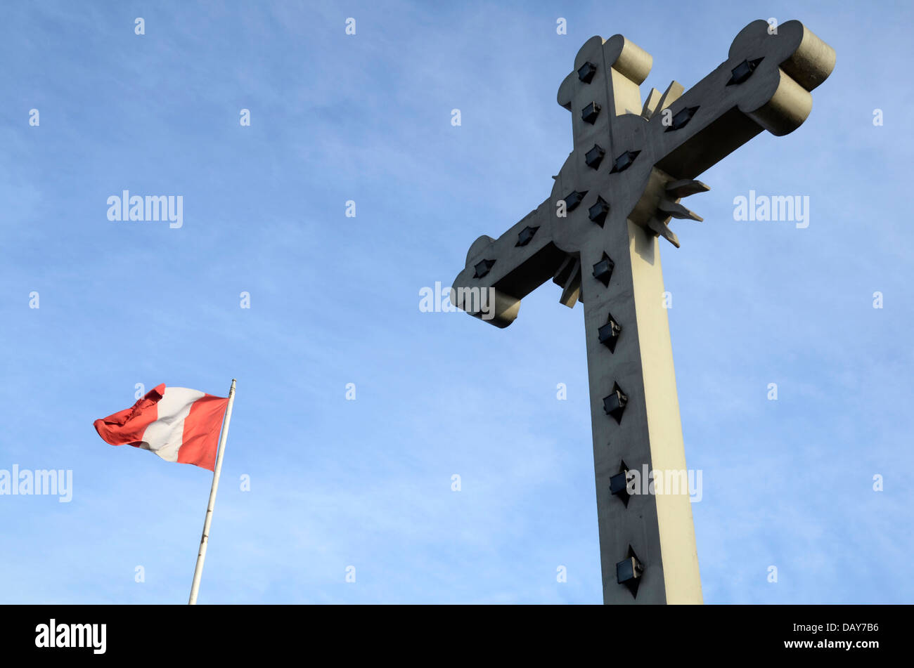 Holy cross on the hill of San Cristobal. Lima city. Peru Stock Photo ...