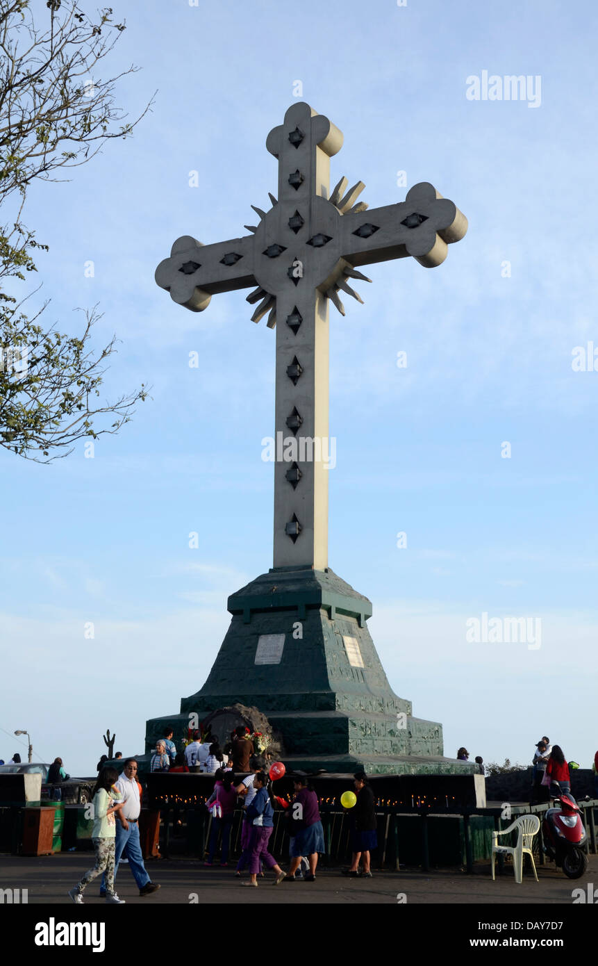 Holy cross on the hill of San Cristobal. Lima city. Peru Stock Photo ...