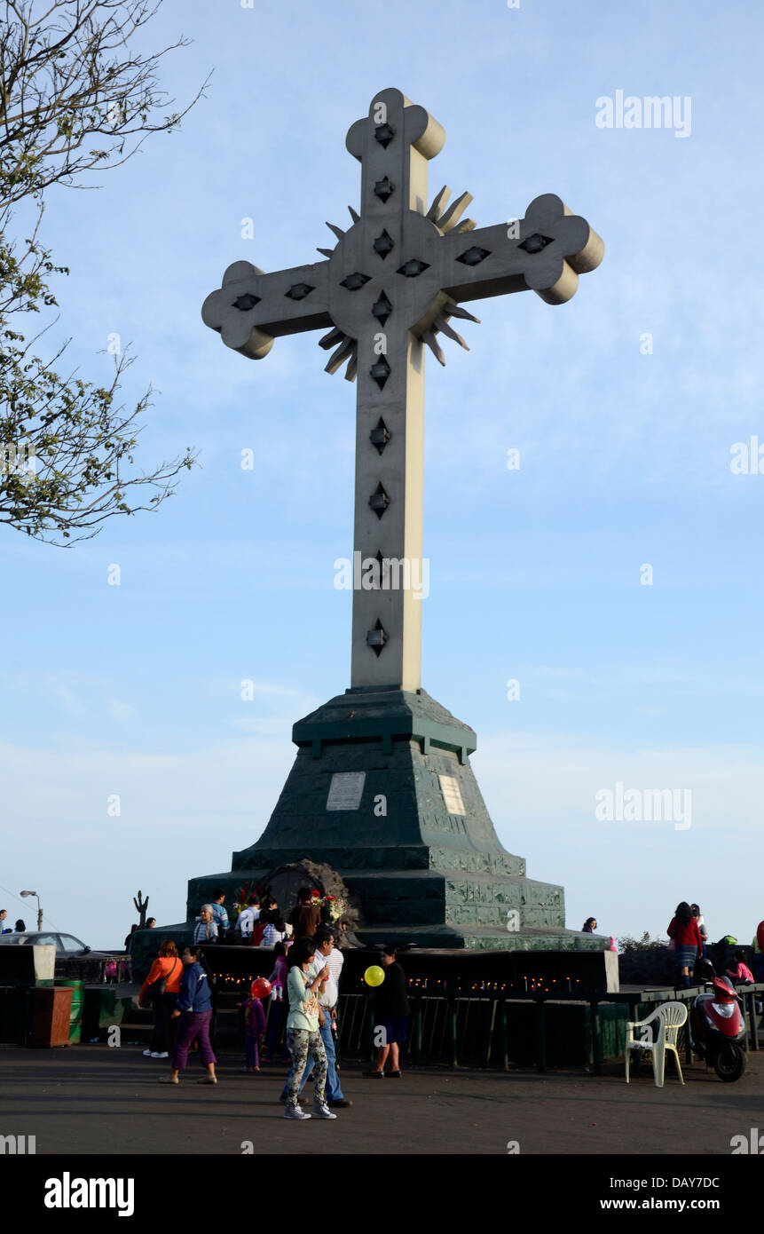 Holy cross on the hill of San Cristobal. Lima city. Peru Stock Photo ...