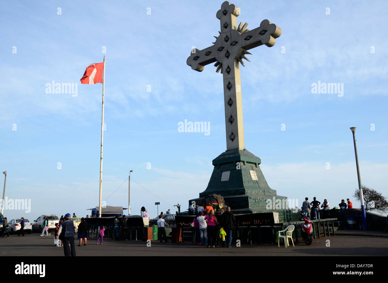 Holy cross on the hill of San Cristobal. Lima city. Peru Stock Photo ...