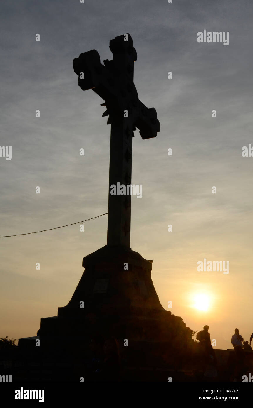 Holy cross on the hill of San Cristobal. Lima city. Peru Stock Photo ...