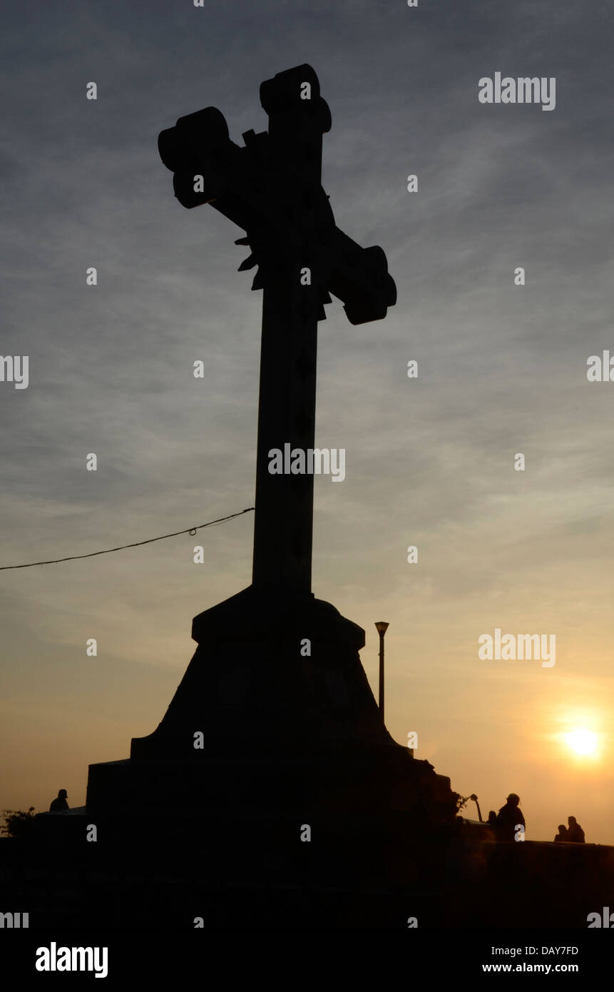 Holy cross on the hill of San Cristobal. Lima city. Peru Stock Photo ...