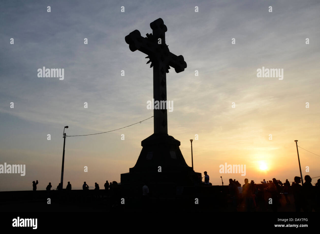Holy cross on the hill of San Cristobal. Lima city. Peru Stock Photo ...