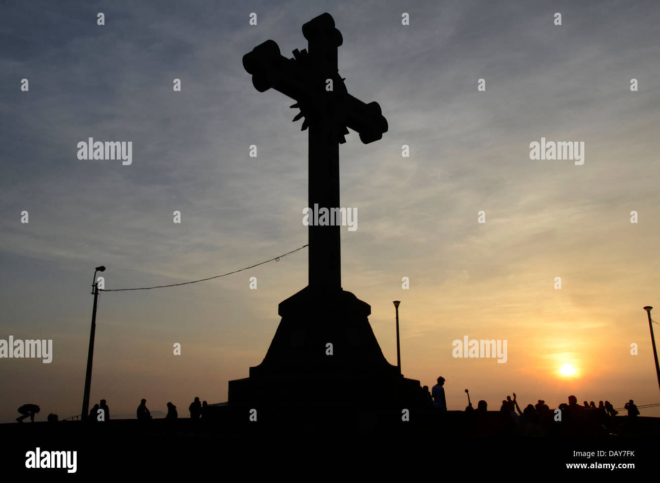 Holy cross on the hill of San Cristobal. Lima city. Peru Stock Photo ...