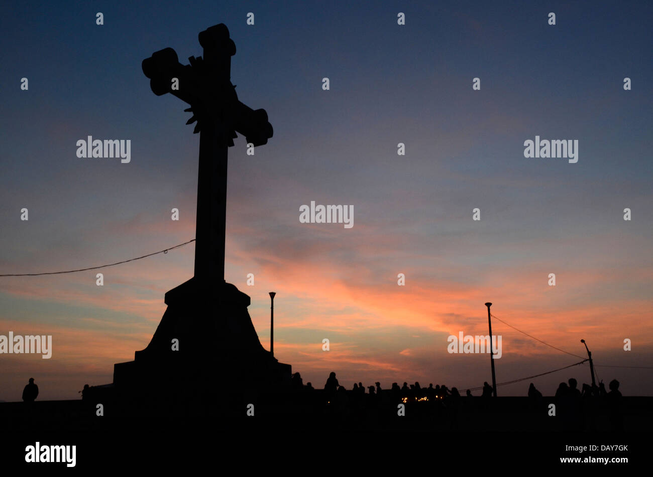 Holy cross on the hill of San Cristobal. Lima city. Peru Stock Photo ...