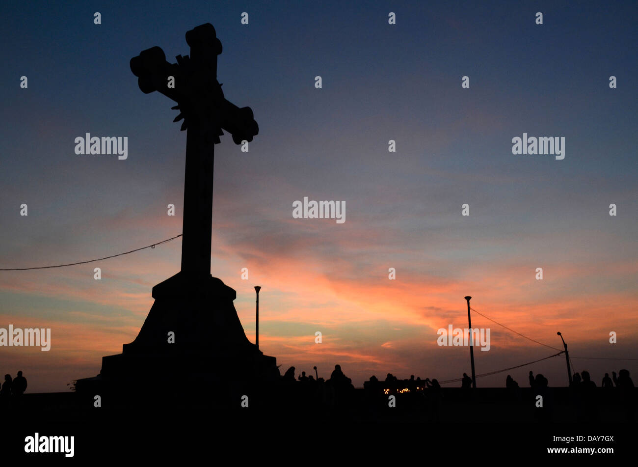 Holy cross on the hill of San Cristobal. Lima city. Peru Stock Photo ...