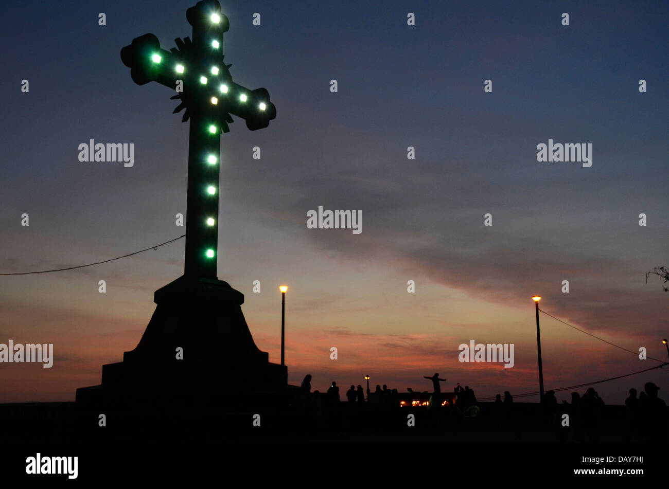 Holy cross on the hill of San Cristobal. Lima city. Peru Stock Photo ...