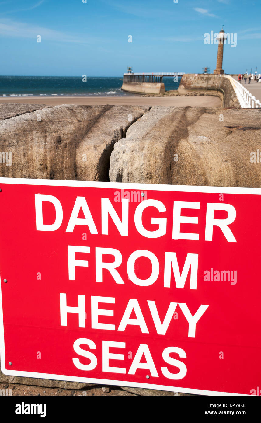Heavy seas warning danger sign lighthouse north sea hi-res stock ...
