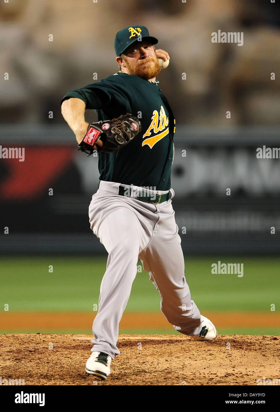 July 20, 2013 Anaheim, CA.Oakland Athletics relief pitcher Sean ...