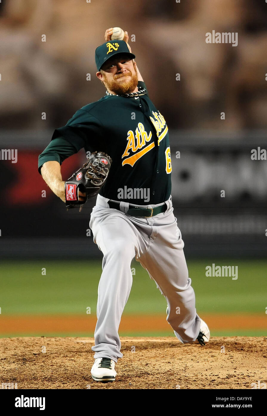 July 20, 2013 Anaheim, CA.Oakland Athletics relief pitcher Sean ...