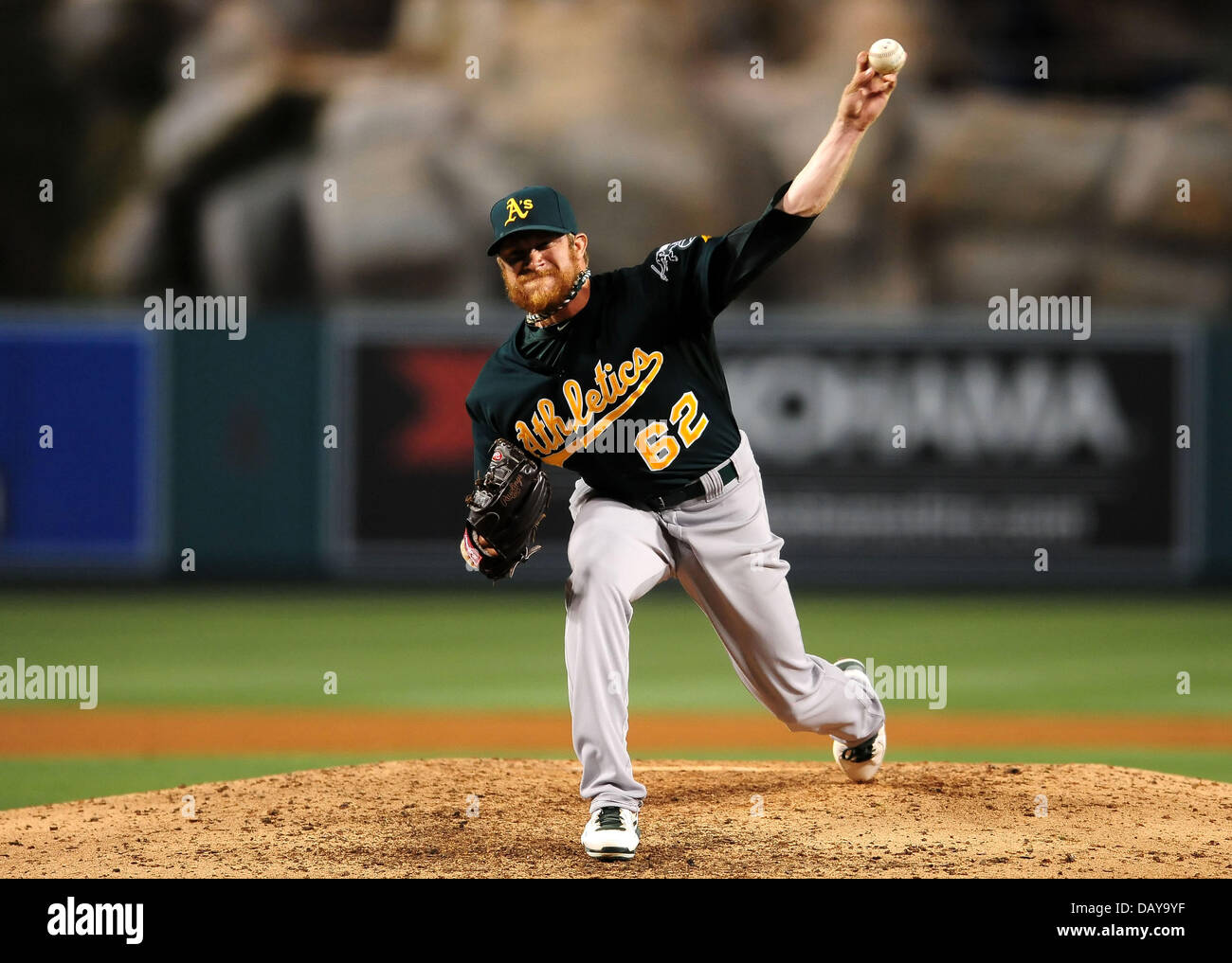 July 20, 2013 Anaheim, CA.Oakland Athletics relief pitcher Sean ...