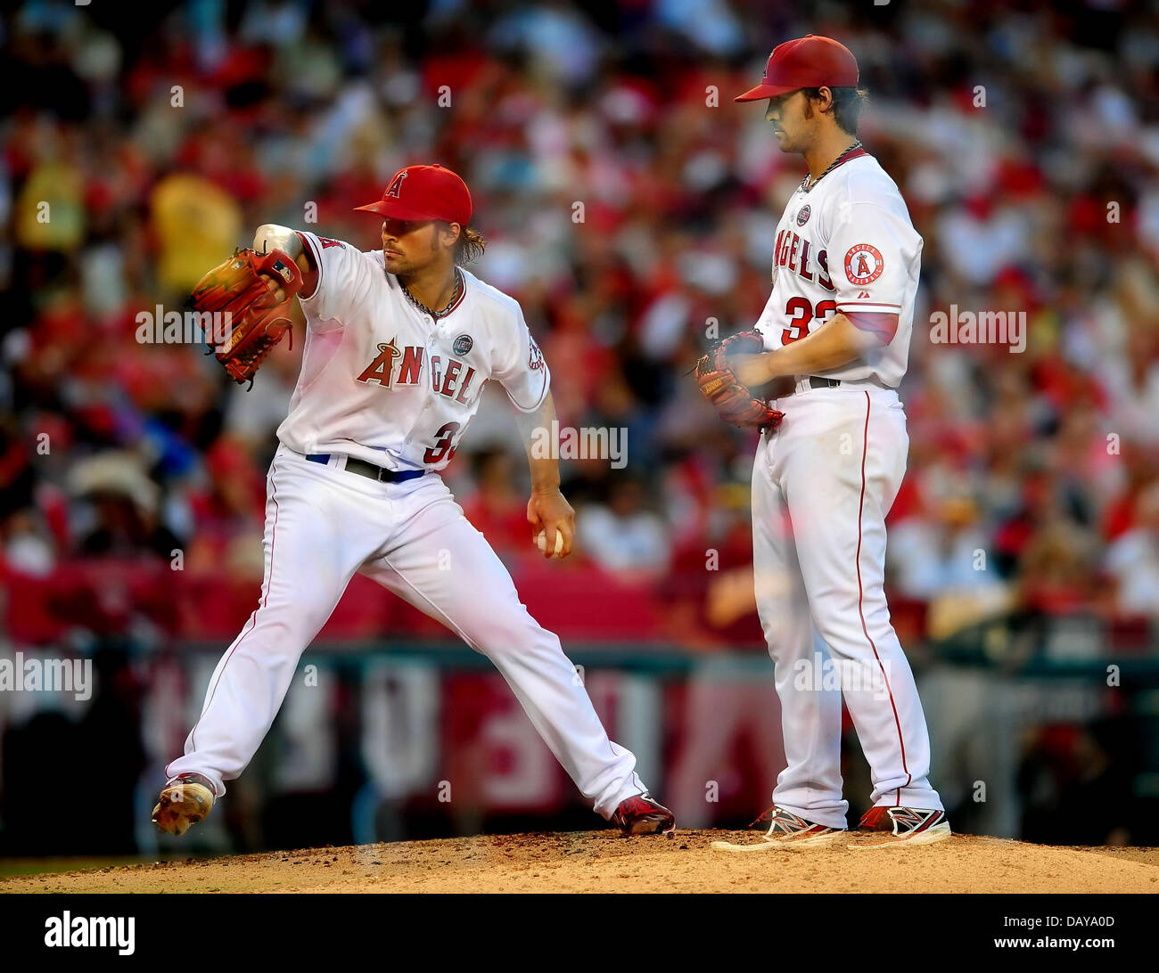 July 20, 2013 Anaheim, CA.Los Angeles Angels starting pitcher C.J ...