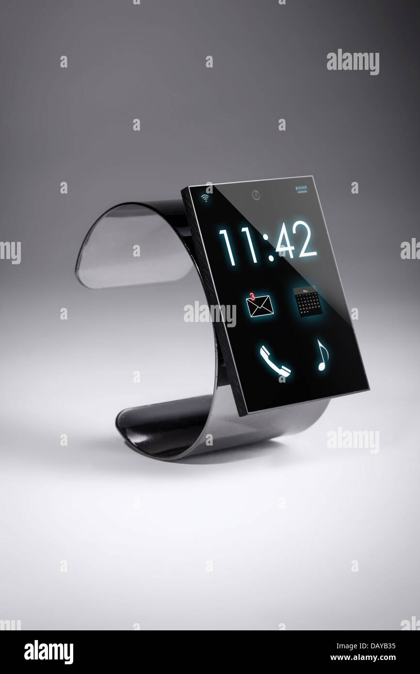 modern Internet Smart Watch on a grey background -- All Texts, Icons ...