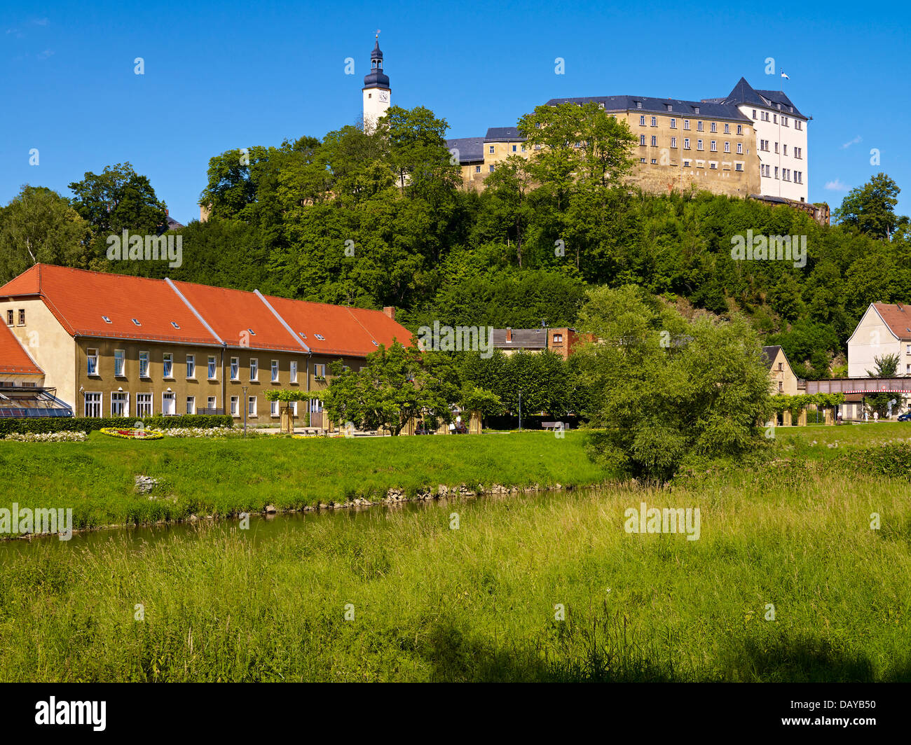 Upper Palace with White Elster River, Greiz, Thuringia, Germany Stock ...