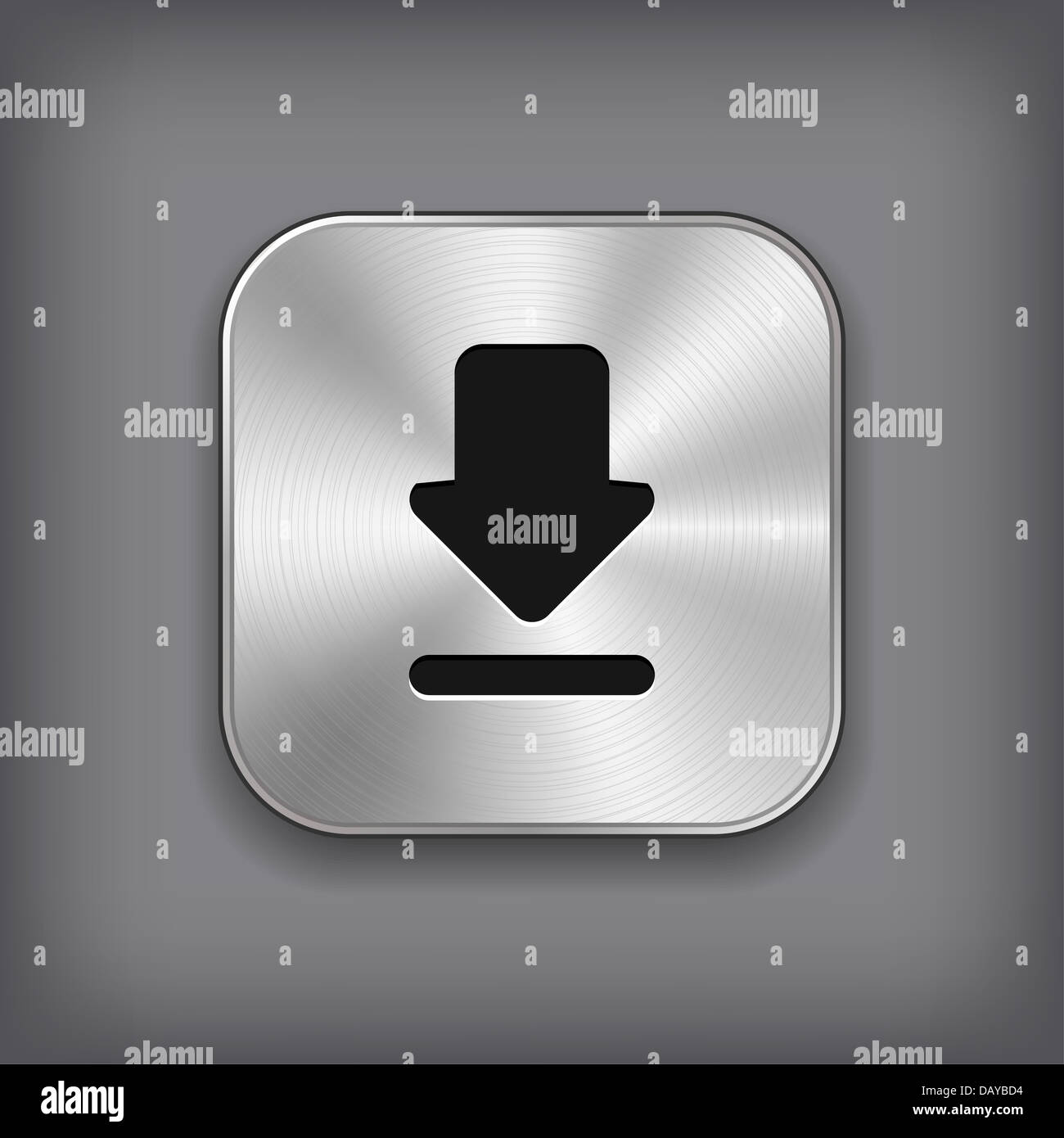 Download icon - metal app button Stock Photo - Alamy