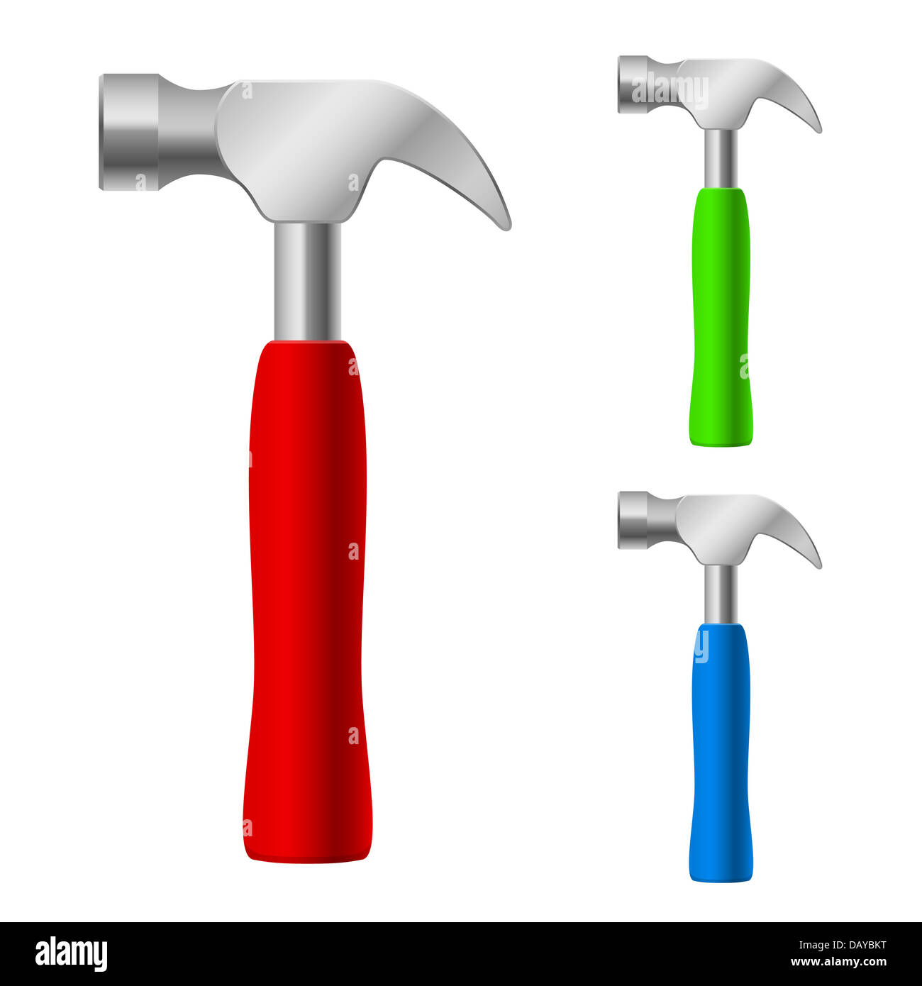 Multi-colored hammers. Illustration on white background Stock Photo - Alamy