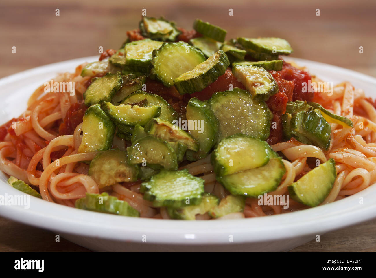 Italian cuisine: pasta with tomato juice and tuna Stock Photo - Alamy