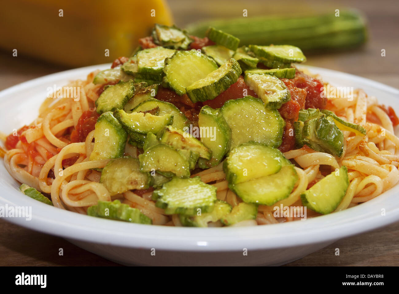 Italian cuisine: pasta with tomato juice and tuna Stock Photo - Alamy