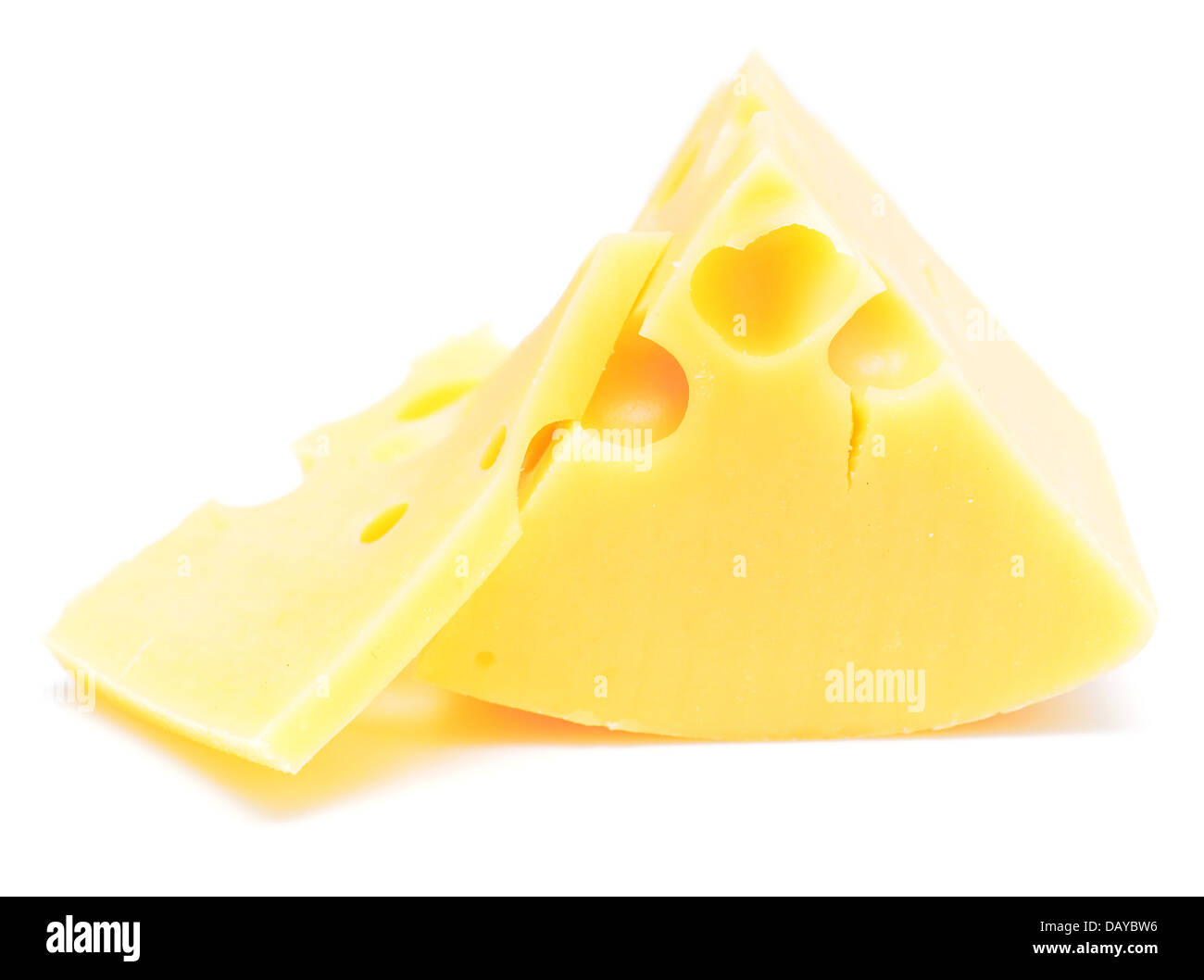 two pieces of cheese isolated on white Stock Photo - Alamy
