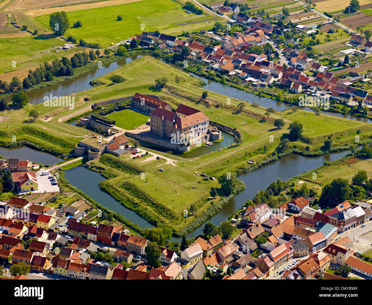 Heldrungen, Water Castle, aerial view, Kyffhäuserkreis, Thuringia ...